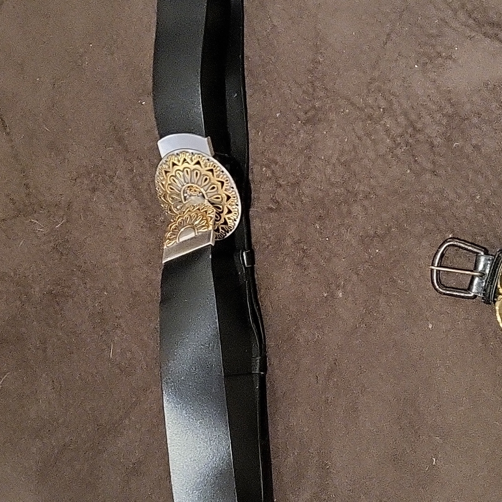 Circular Flowerdesign Buckle Hook Closure Belt. - Gem